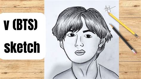How To Draw V Bts Easy Draw Bts V Step By Step Draw Sketch Of V Bts