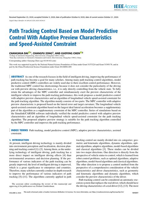 pdf path tracking control based on model predictive control with adaptive preview