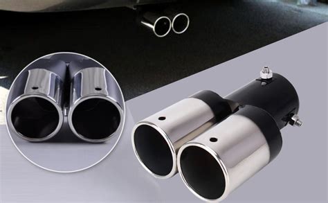 Speedwav Universal Car Styling Stainless Steel Straight Double Outlets