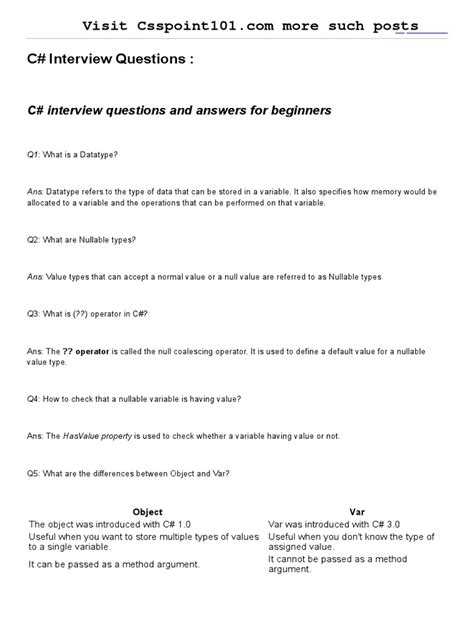 c interview question pdf class computer programming c sharp programming language