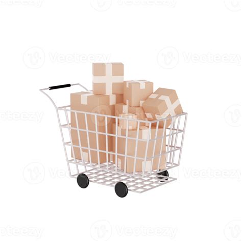 Isolated Shopping Cart Full Of Boxes Package 18877258 PNG