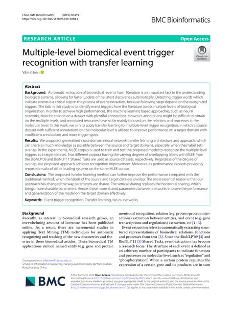 pdf multiple level biomedical event trigger recognition with transfer learning