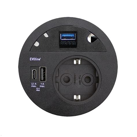 EVOline Circle80 Einbausteckdose USB A C