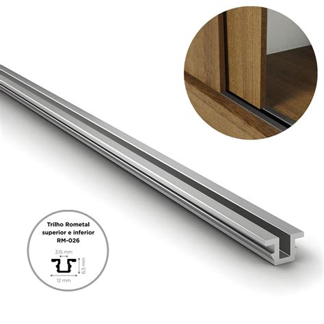 Trilho Para Porta De Correr Rm 026 Guarda Roupa 2 Metros Rometal