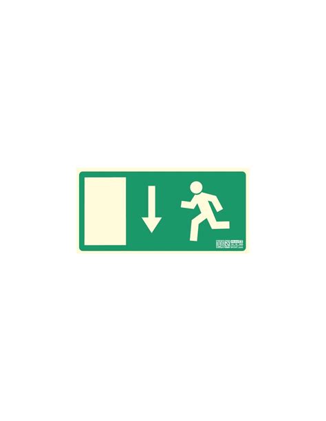 Señalética Fotoluminiscente Ruta de Evacuacion Izquierda abajo 30 x 21 CM