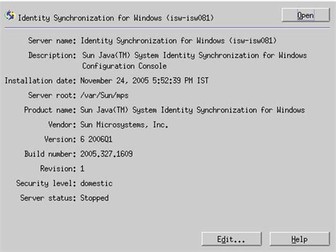 to open identity synchronization for windows console sun java system directory server