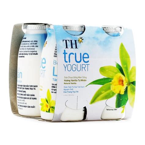 Sữa Chua Uống Men Sống Hương Vanilla Tự Nhiên TH True Yogurt Lốc 4 Chai