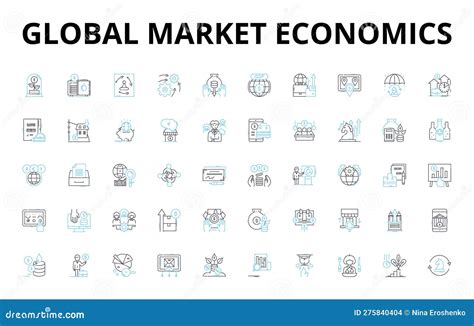 Global Market Economics Linear Icons Set Trade Inflation Tariffs