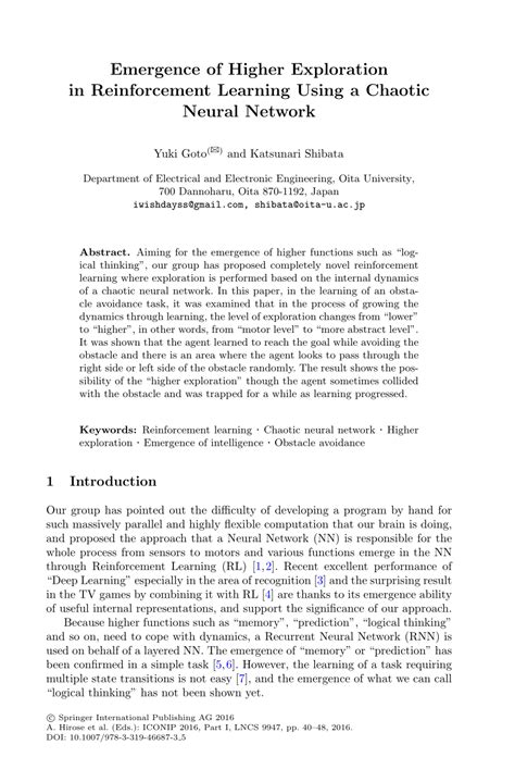 pdf emergence of higher exploration in reinforcement learning using a chaotic neural network