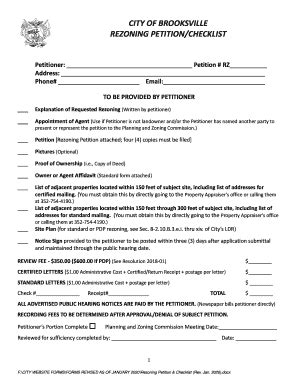 Fillable Online Rezoning Petition Checklist Fax Email Print Pdffiller