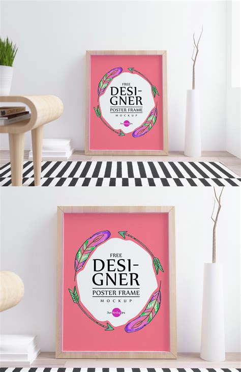 Free Interior Wooden Poster Frame Mockup PSD Mockup Planet