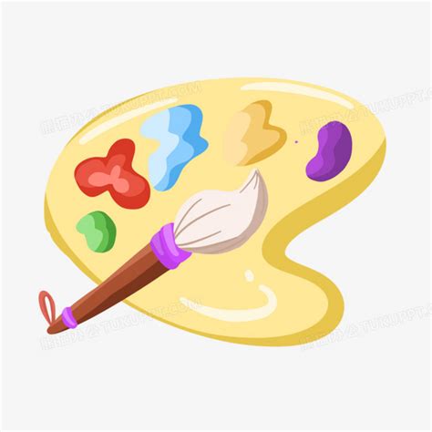卡通手绘画笔和调色盘免抠元素PNG图片素材下载 元素PNG 熊猫办公