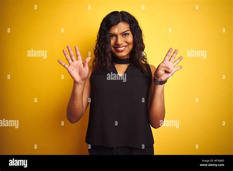 Transsexual Transgender Elegant Businesswoman Standing Over Isolated Yellow Background Showing