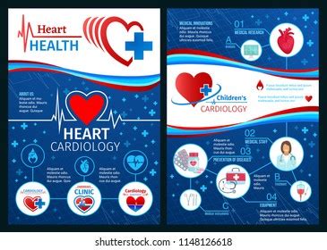Heart Health Brochure Cardiology Clinic Medical Stock Vector Royalty