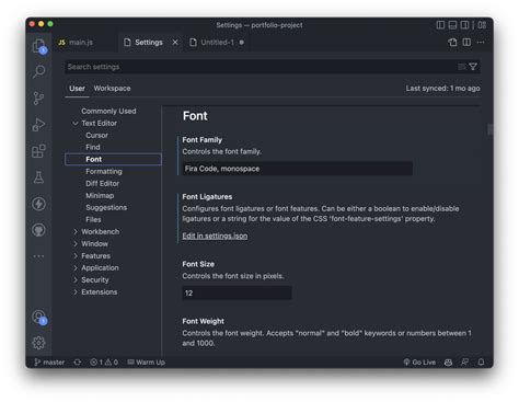 how to install fira code font in vs code