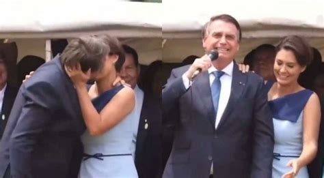 V Deo Em Ato De De Setembro Bolsonaro Beija Primeira Dama E Puxa