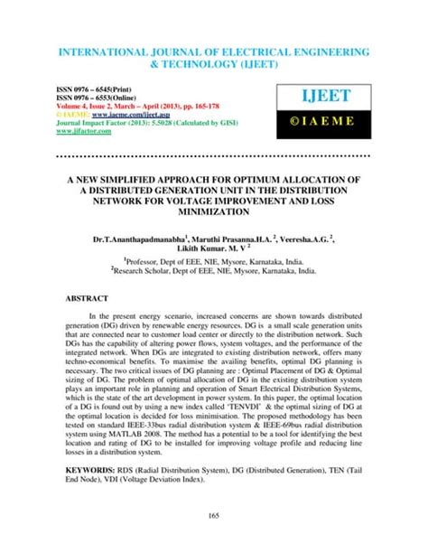 ijeet journal explores optimal allocation of distributed generation pdf