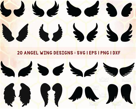 Angel Wings Svg Angel Wings Silhouette Wings Svg Angel Wings Clipart