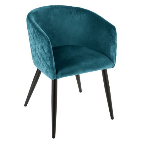 Fauteuil déco en velours Marlo Atmosphera Couleur Bleu canard