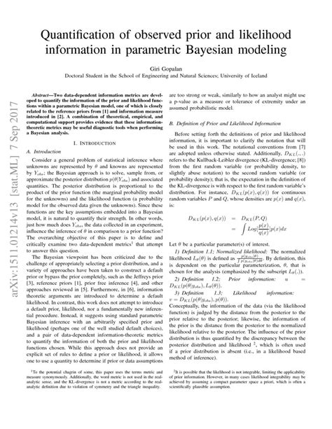 quantification of observed prior and likelihood information in parametric bayesian modeling deepai