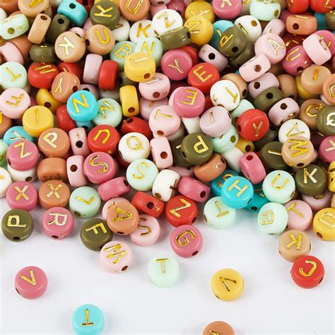 Perles Lettres Colorées 1000PCS ACTOYS Perles Lettres Alphabet Ronde