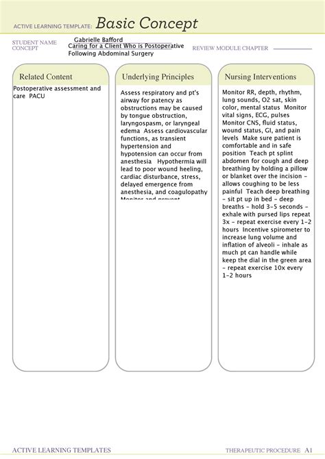 Basic Concept Caring For A Client Who Is Postoperative Following