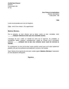 Modele Lettre Resiliation Mandat De Vente