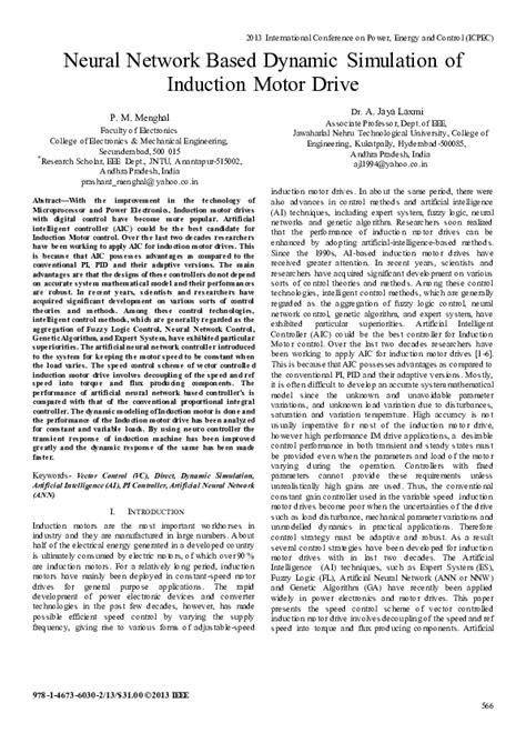 pdf neural network based dynamic simulation of induction motor drive jaya laxmi