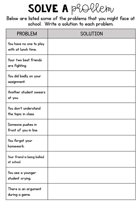 Printable Social Skills Activities Worksheets