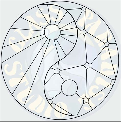 Sun Moon Ying Yang Stained Glass Pattern JPEG And PDF Digital File