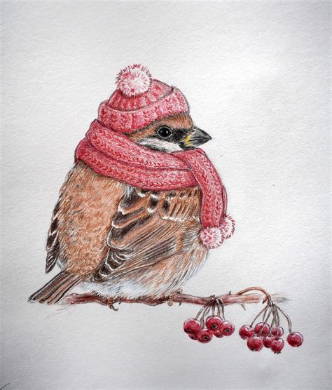 Iuliia Bird Watercolor Paintings Bird Art Christmas Paintings