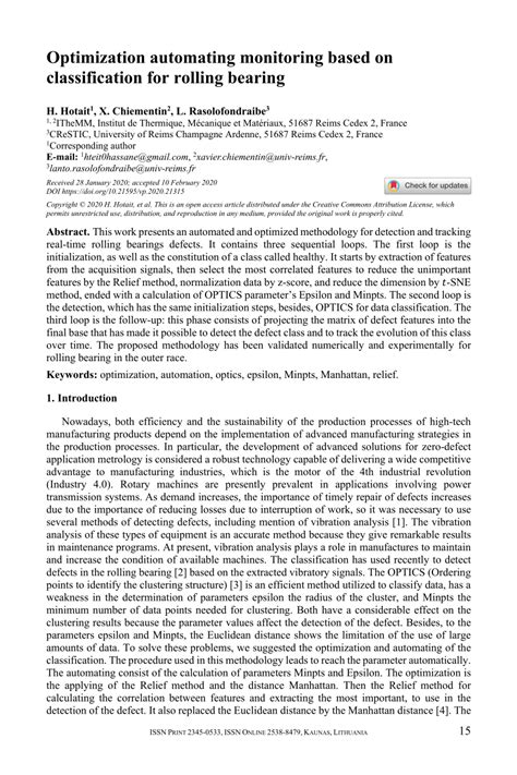 pdf optimization automating monitoring based on classification for rolling bearing