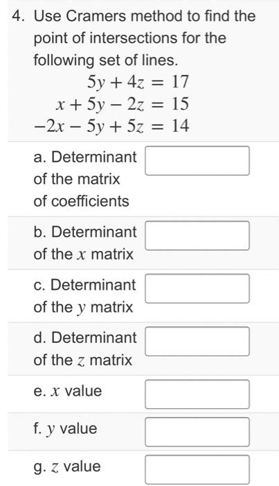 solved 4 use cramers method to find the point of