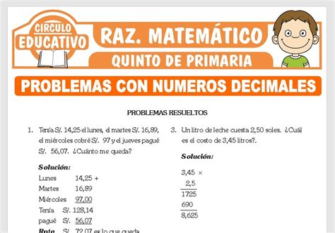Problemas Decimales 5 Primaria