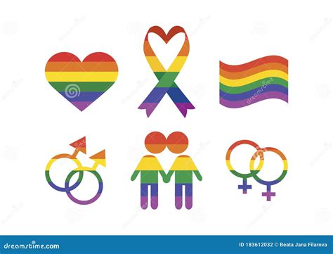 Vector Conjunto De Iconos Gays Y Lesbianas De Arco Iris Ilustración del