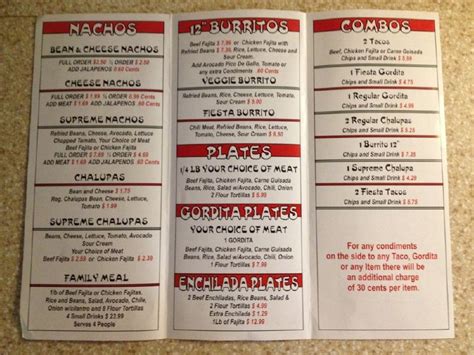 Menu At Taqueria Jalisco Restaurant Dilley