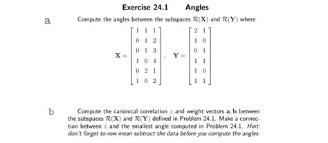 solved compute the angles between the subspaces r x and