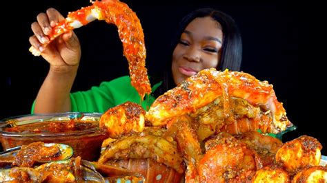 King Crab Seafood Boil Mukbang Deshelled Seafood Seafood Mukbang