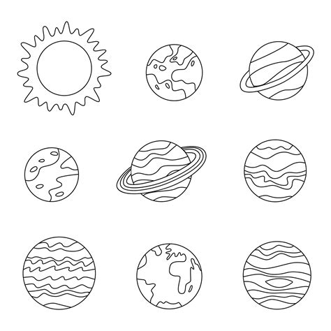 Planetas E Sol Do Sistema Solar De Cor Folha De Colorir Para Crian As
