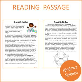 Scientific Method Reading Comprehension Passage And Questions PDF