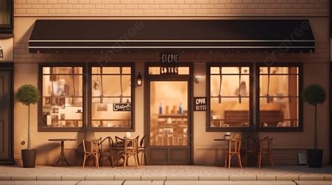 Fondo Cafetería Renderizada En 3d En La Calle Fondo Ilustración 3d De