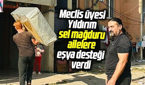 Samsun da meclis üyesi Yıldırım sel mağduru ailelere eşya yardımında