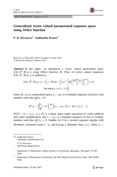 pdf generalized vector valued paranormed sequence space using orlicz function