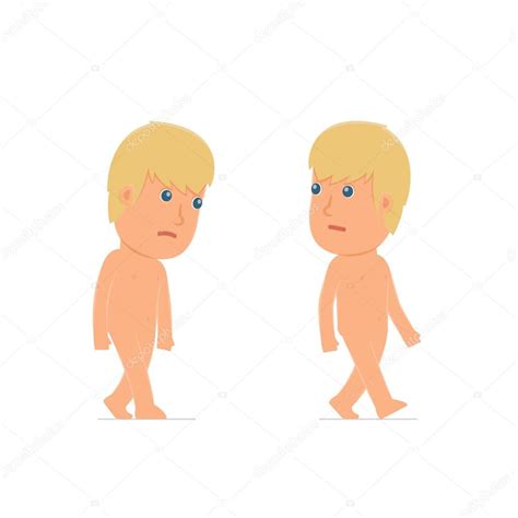 Sad And Frustrated Character Naked Man Goes And Drags Grafika
