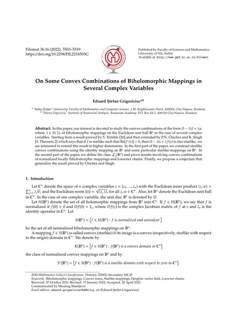 pdf on some convex combinations of biholomorphic mappings in several complex variables