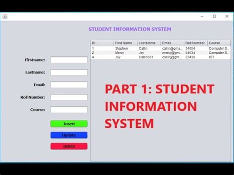 Part Student Information System Student Management System In Java