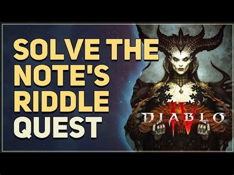 Solve The Notes Riddle Quest Diablo Youtube