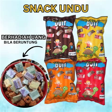 Jual 10 Pcs Snack Viral Undu Berhadiah Uang Tunai Isi 10 Pcs Shopee