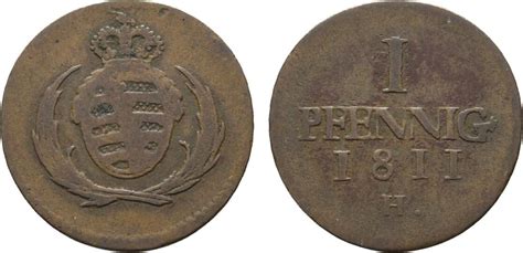 Sachsen Albertinische Linie Cu Pfennig 1811 H Friedrich August I 1806