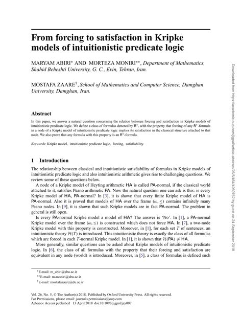 pdf from forcing to satisfaction in kripke models of intuitionistic predicate logic